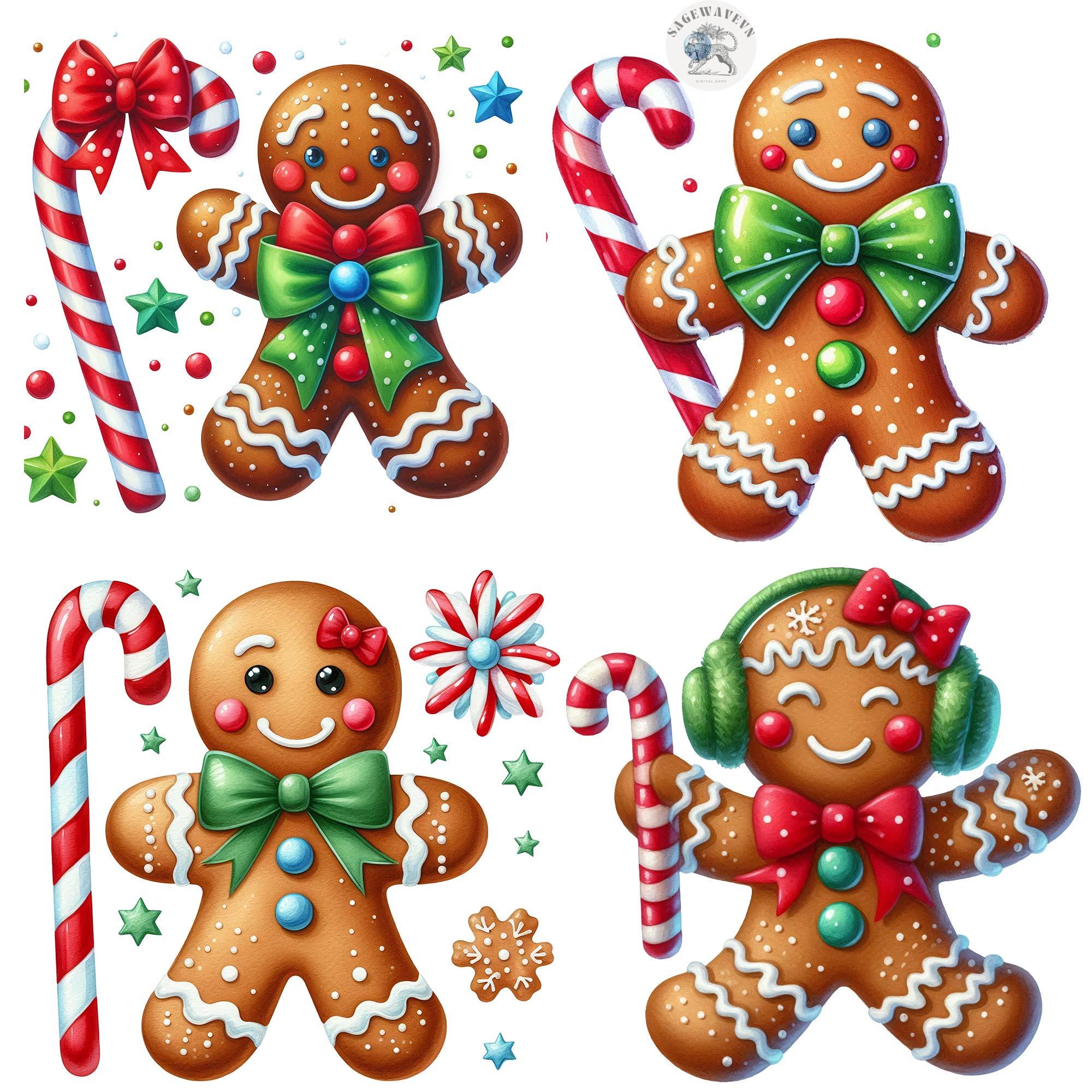 10+ Festive Cookie Clipart Bundle, Watercolor Gingerbread Man Clipart ...