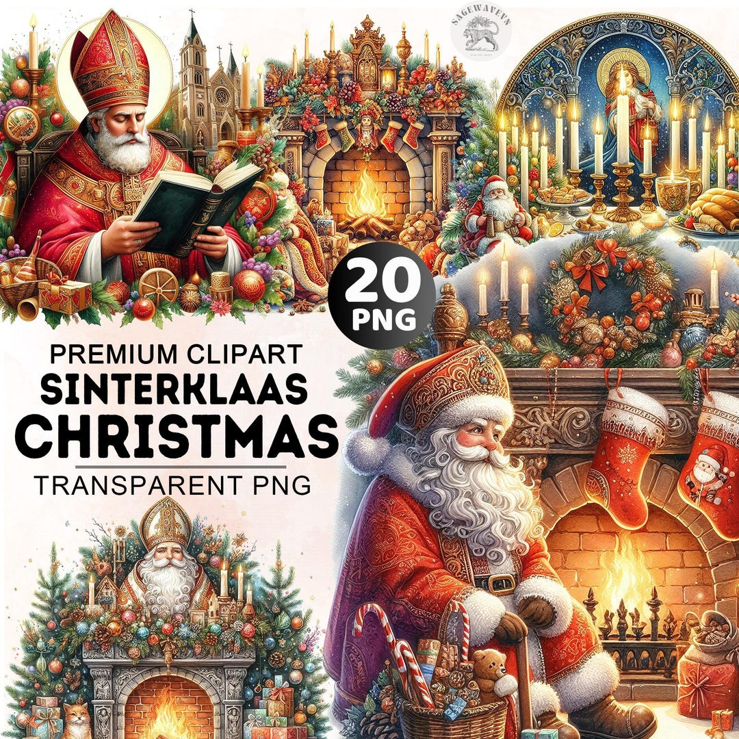 20+ Saint Nicholas Clipart Bundle, Watercolor Sinterklaas Clipart ...