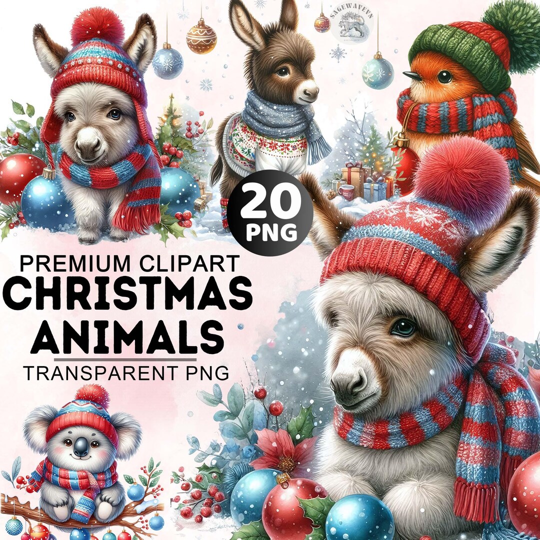 20+ Winter Animals Clipart Bundle, Watercolor Christmas Animals Clipart ...