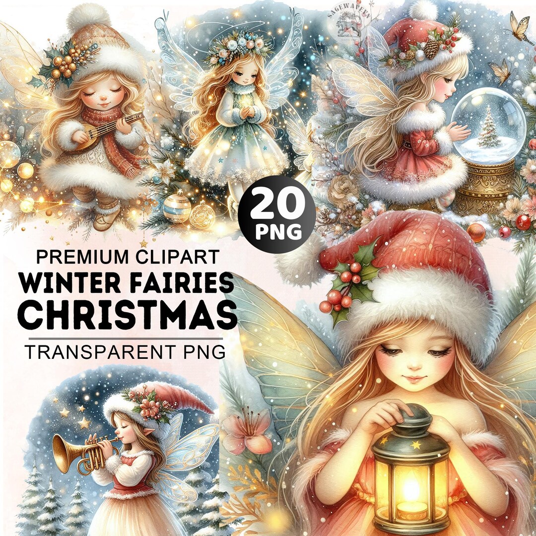 20+ Enchanted Snow Fairy Clipart Bundle, Watercolor Winter Fairies ...