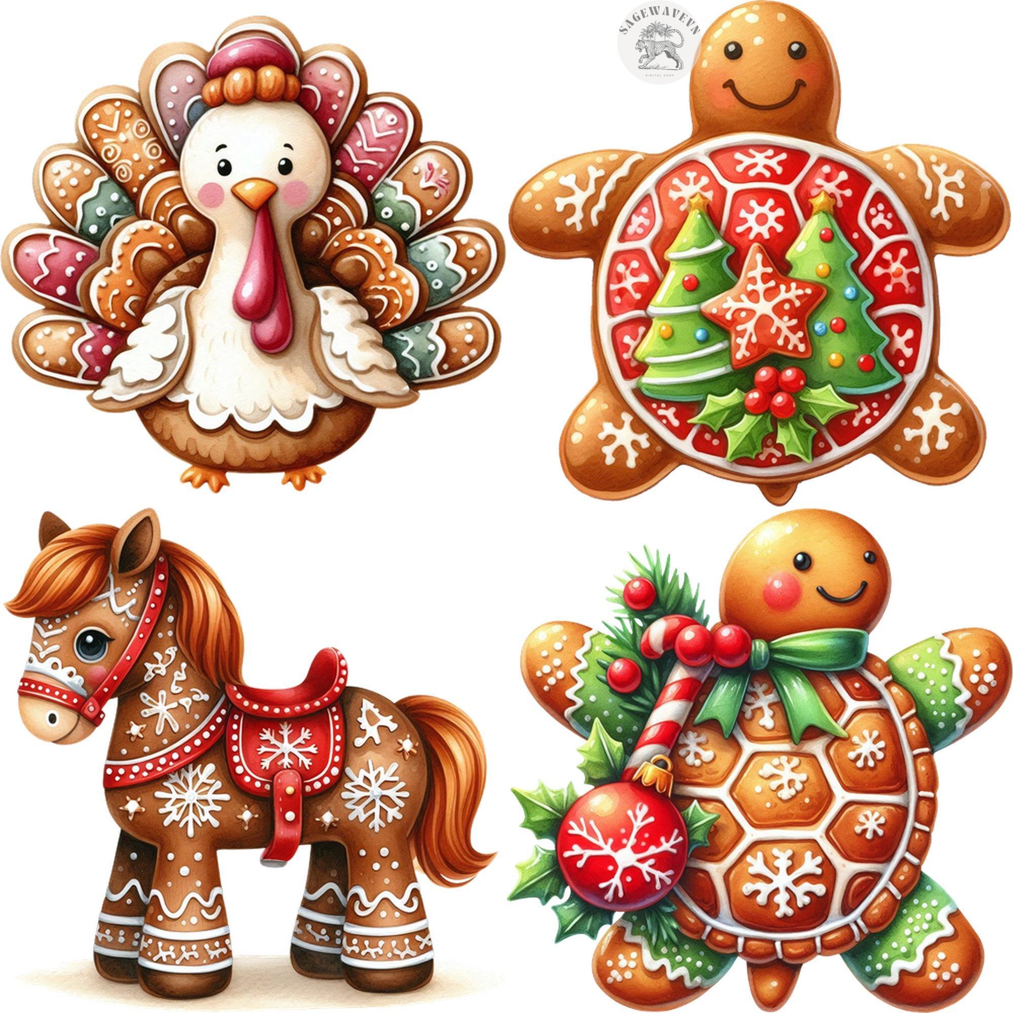 20+ Gingerbread Animals Christmas Clipart Bundle, Watercolor ...