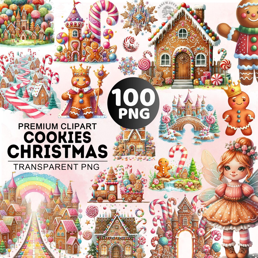 100+ Gingerbread Houses Clipart Bundle, Watercolor Cookies Christmas ...