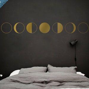 Moon Phases Wall Decal / Moon Phases Decal / Graphical Moon / Geometric ...