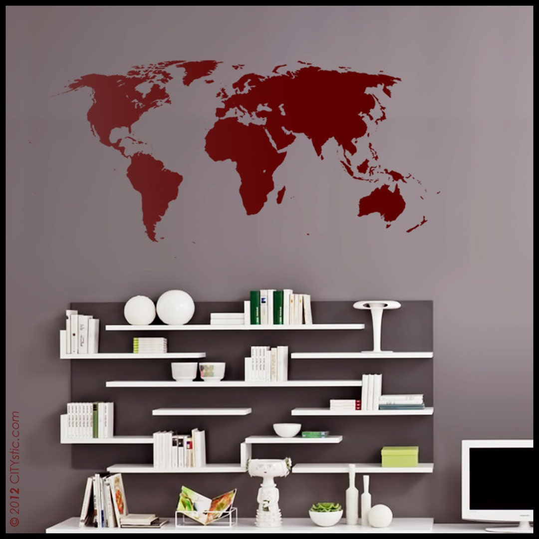 MAPPEMONDE - STICKER MURAL : En Promo. La planète détaillée comme ...