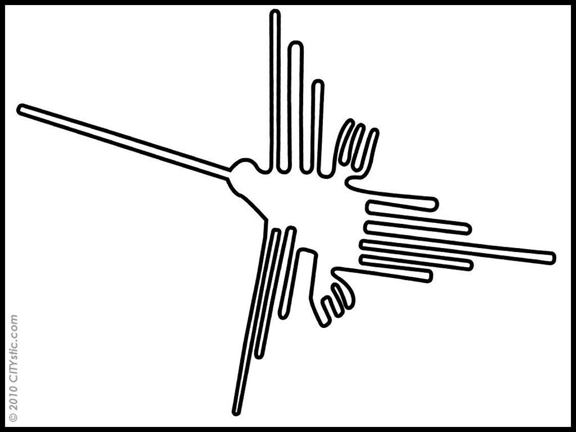 NAZCA WALL DECAL : the Hummingbird Drawing. Lines Sketch as - Etsy