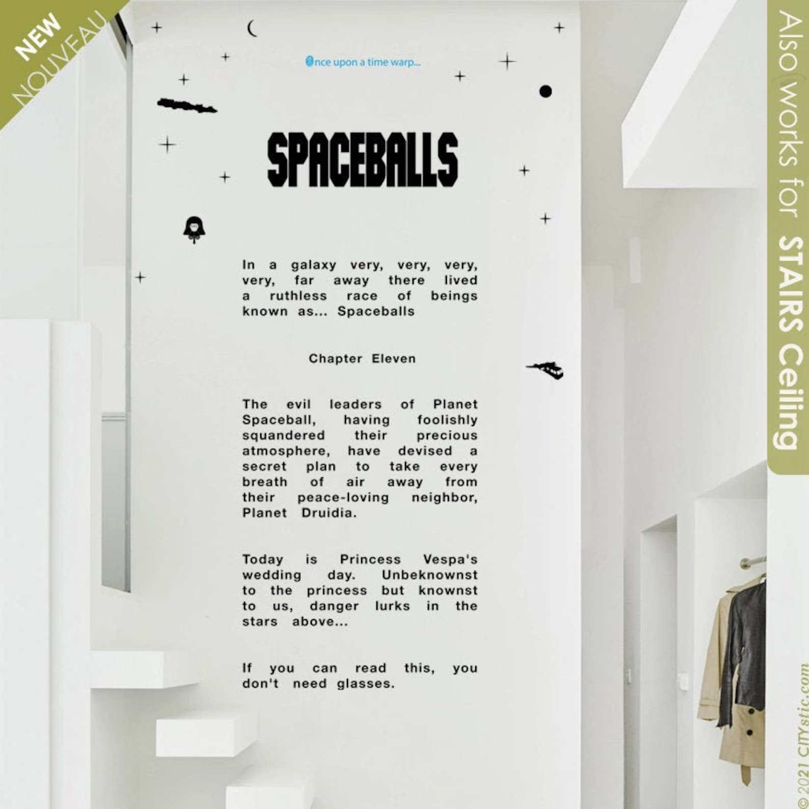 Spaceballs Decal: 'once Upon a Time Warp' Movie Wall Sticker - Etsy