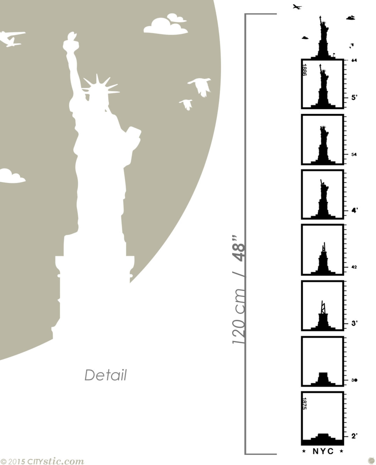 Kid Chart Height Decal Statue of Liberty in Feet or Cm - Etsy