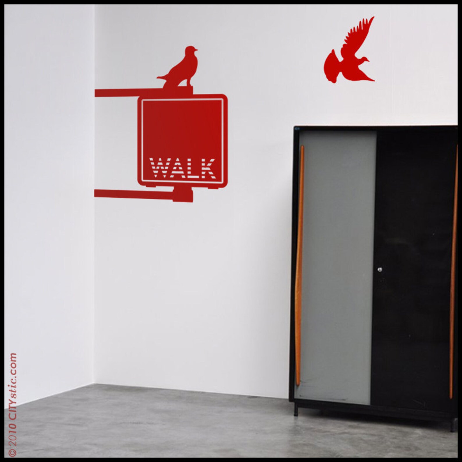NYC : WALL DECAL - Walk Sign for Pedestrian With Pigeon. - Etsy