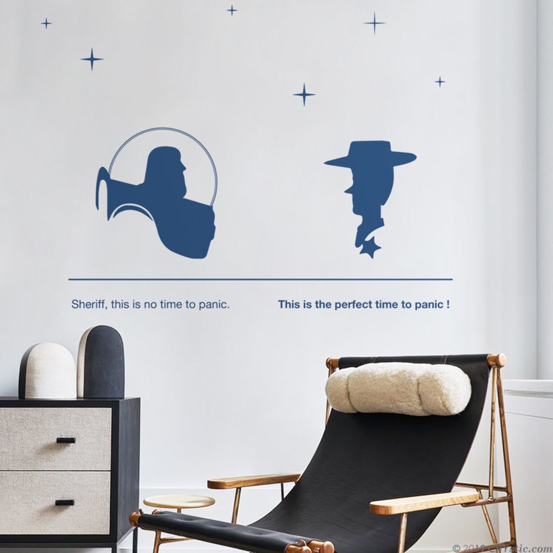 Woody and Buzz Quote Decal : 'time to Panic'. Toy Story Inspired Movie ...