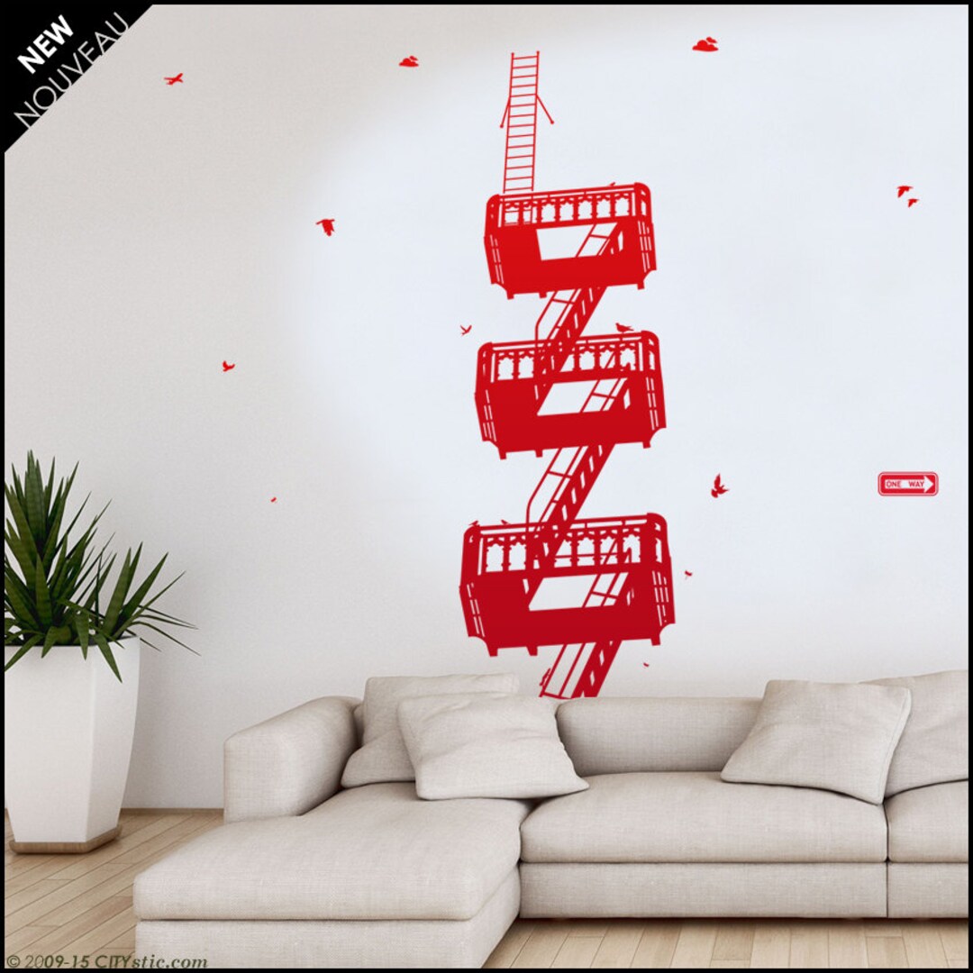 San Francisco Wall Decal - Building Fire Stairs Emergency - West Side ...