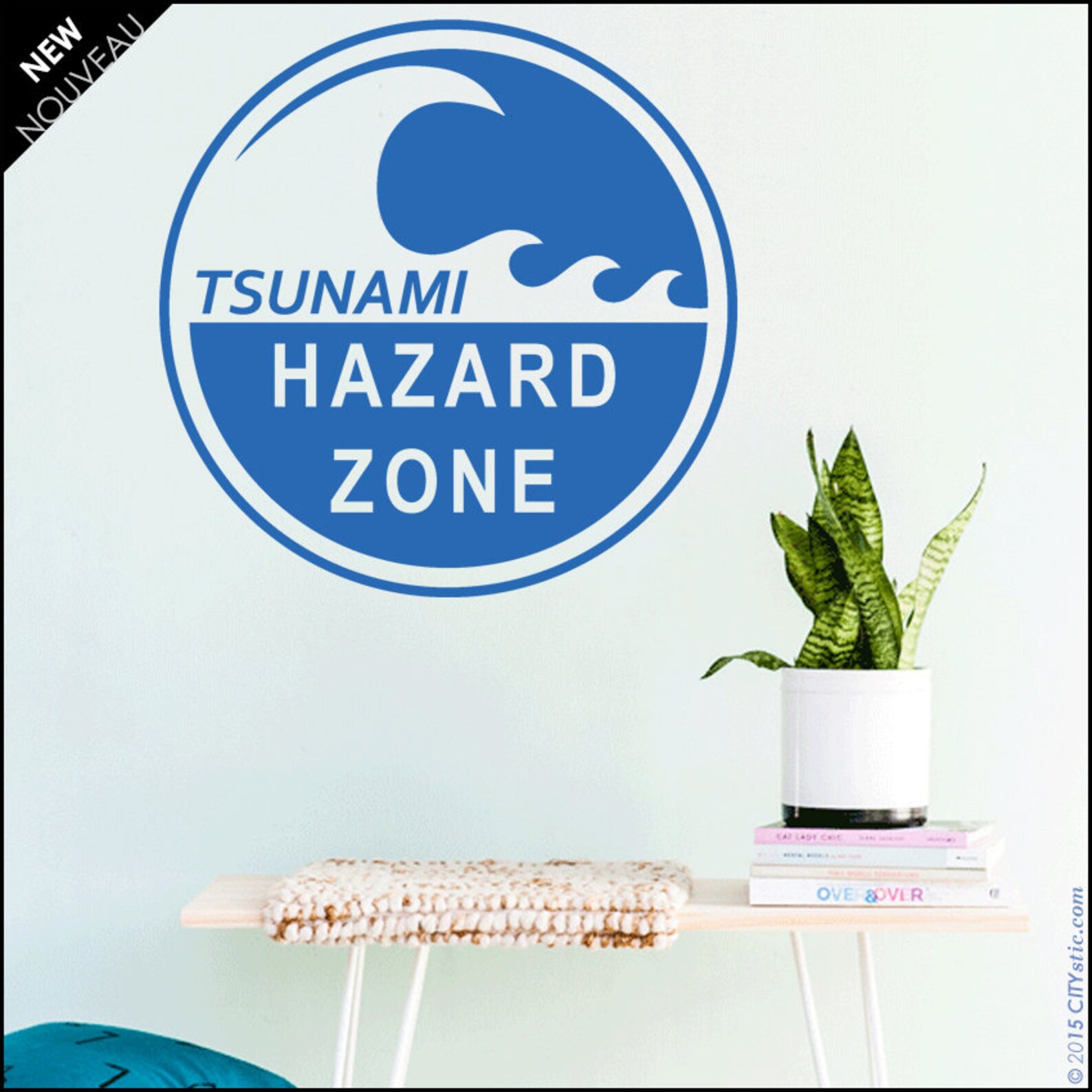 TSUNAMI WALL DECAL : Tsunami Alert Sign as in California - Etsy