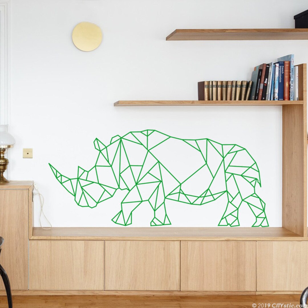 Geometric Rhinoceros Wall Decal: Polygonal Rhino Sticker - Etsy