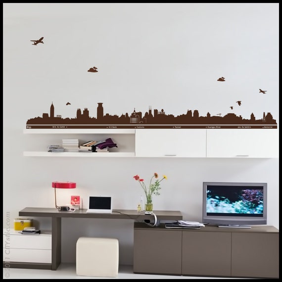 SHANGHAI WALL DECAL : the Bund Skyline in Shanghai China | Etsy