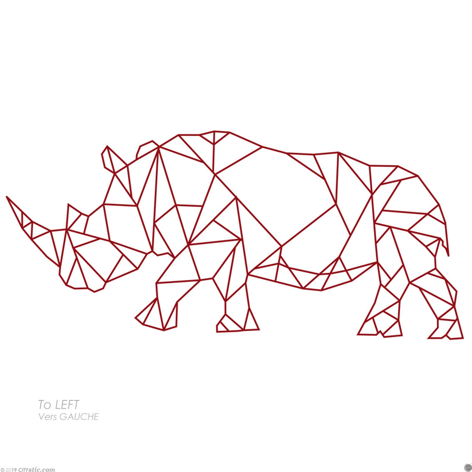 Geometric Rhinoceros Wall Decal: Polygonal Rhino Sticker - Etsy