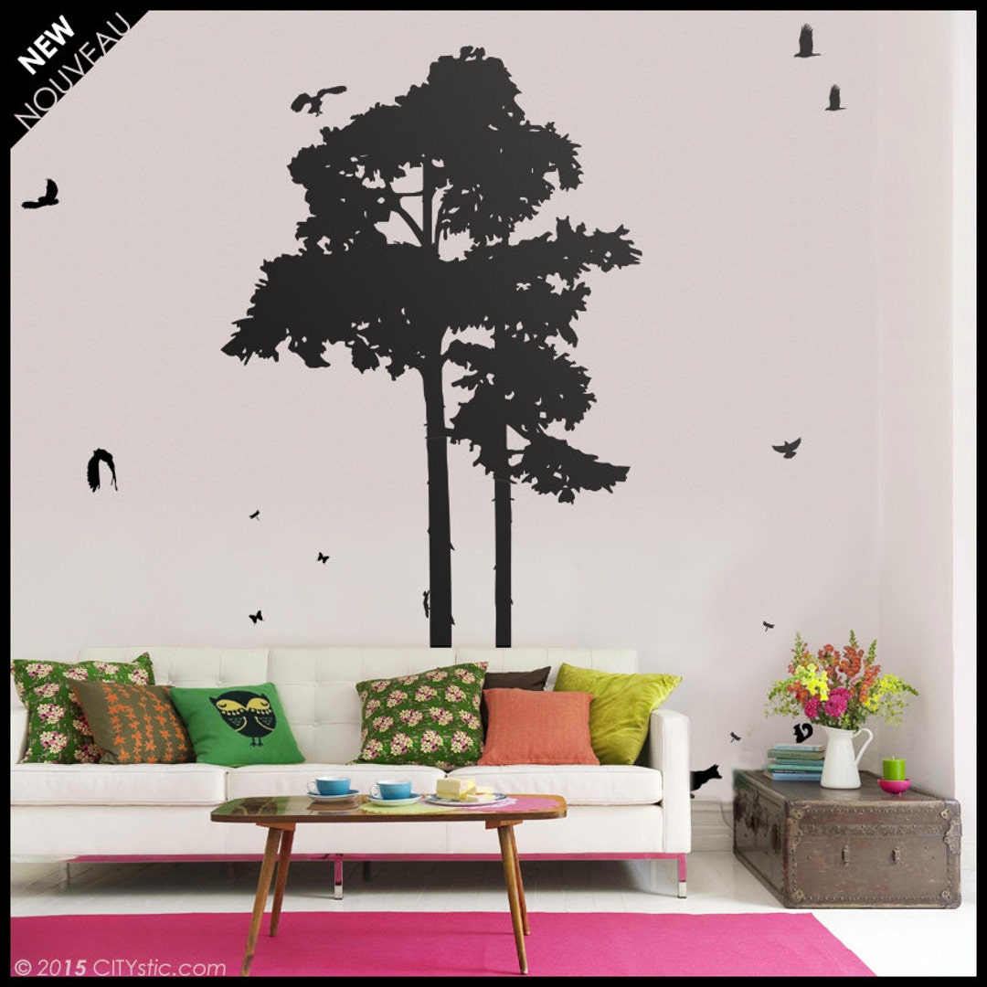 Mountain Pine Tree Walldecal Two Pines Sticker Vinyl Decor - Etsy