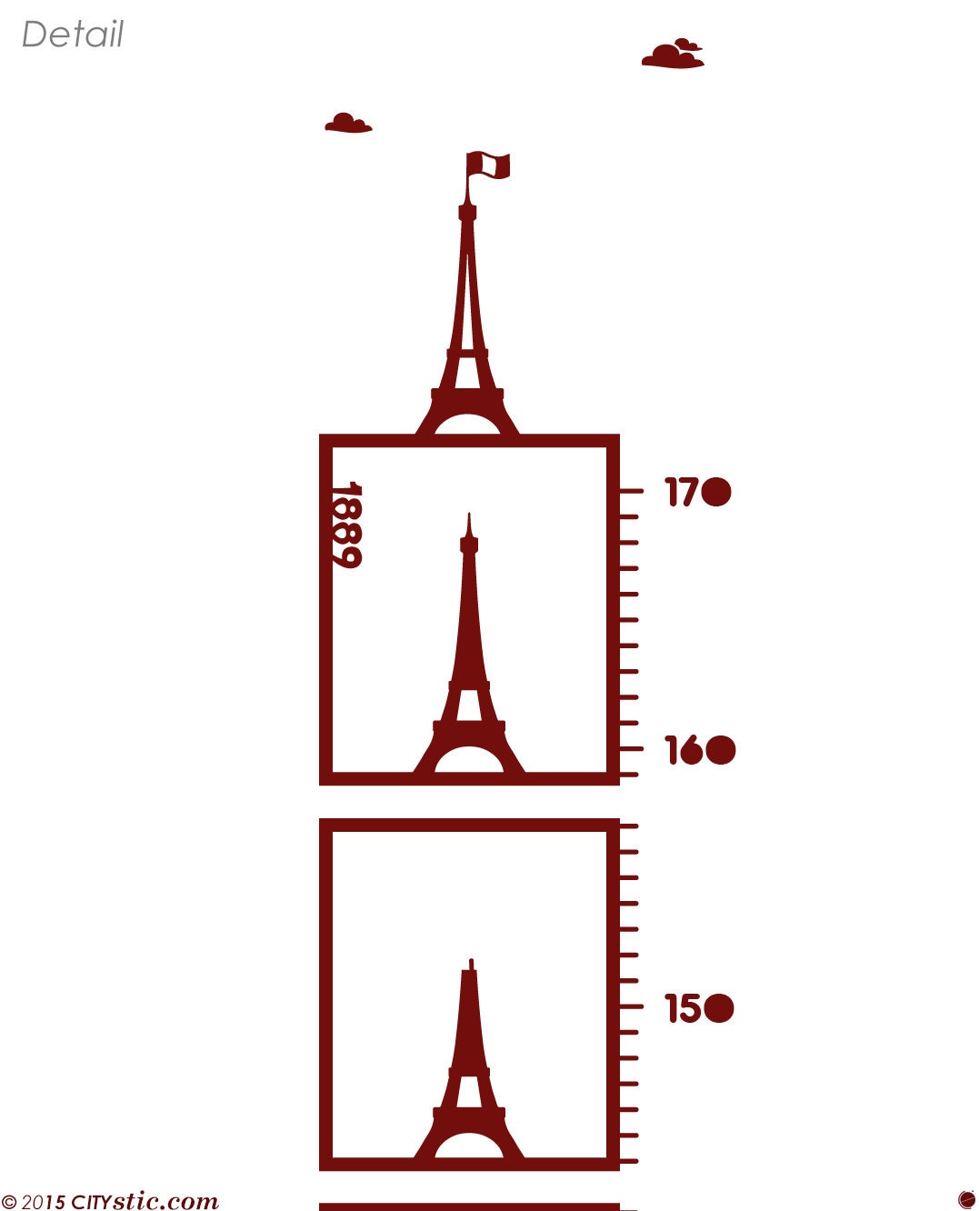 Paris Chart Height Decal Kid Growth sticker featuring the | Etsy
