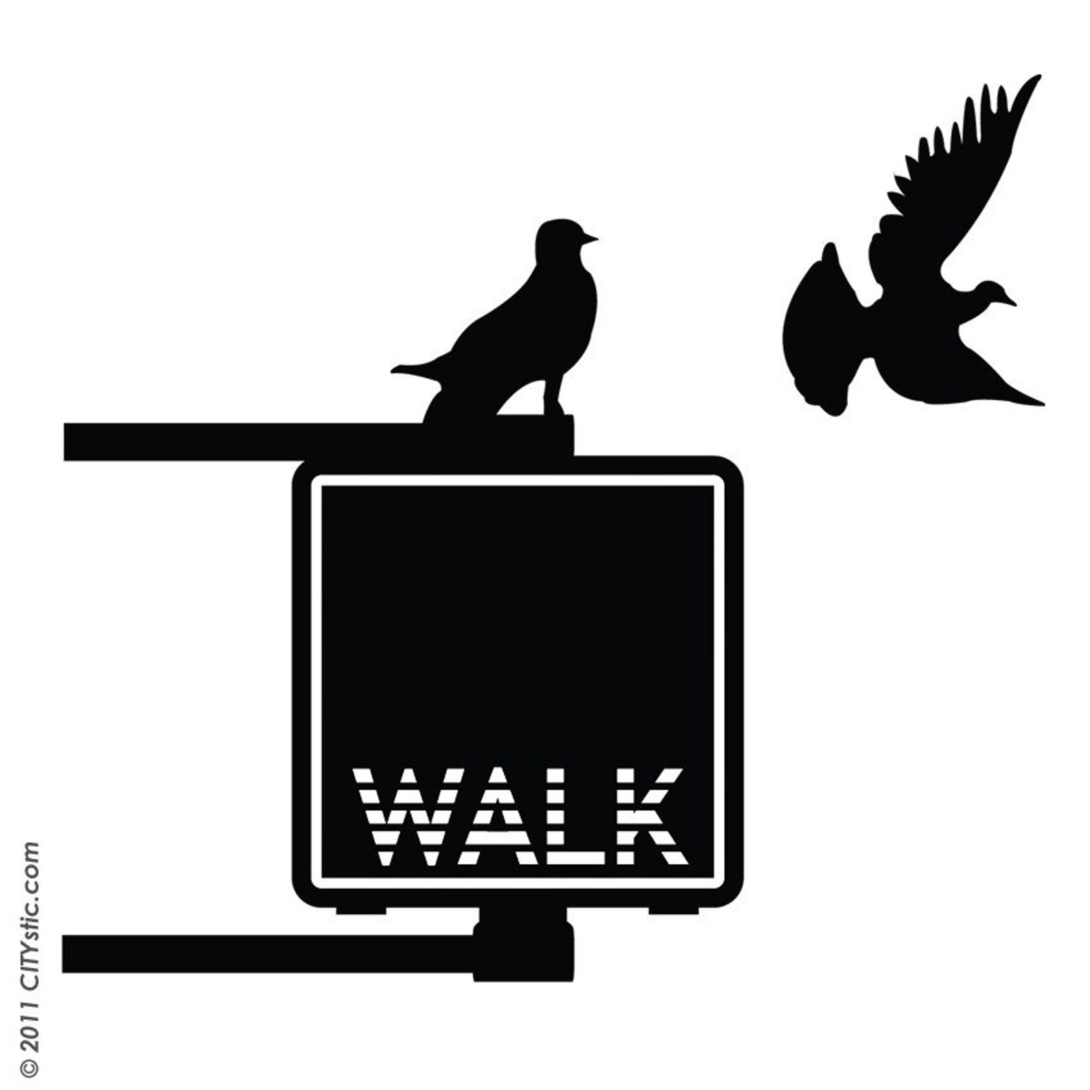 NYC : WALL DECAL Walk Sign for Pedestrian With Pigeon. - Etsy