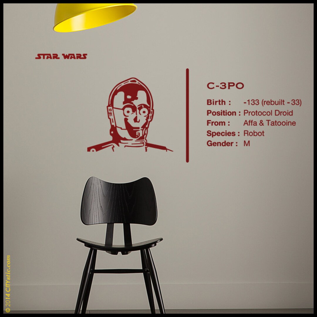 STAR WARS Wall DECAL : C3-po Droid With Character's - Etsy