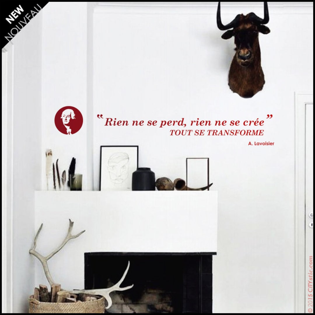 Sticker citation Lavoisier : Rien ne se perd, rien ne se crée, tout se transforme. Déco Sciences ...