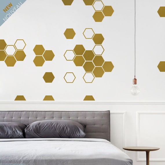 Honeycombs Wall Decal / Honeycomb Decal / Hexagon Moon / | Etsy