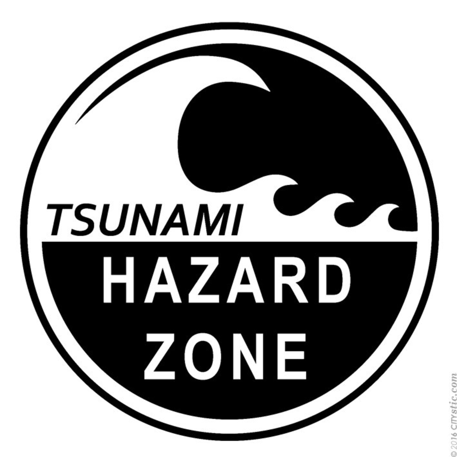 TSUNAMI WALL DECAL : Tsunami Alert Sign as in California - Etsy