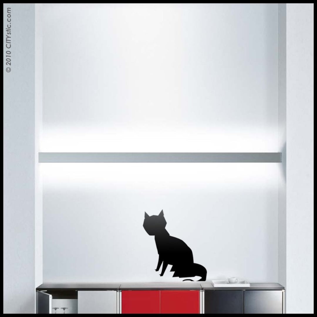 ORIGAMI WALL DECAL : Seated Cat in Japanese Folded Paper - Etsy