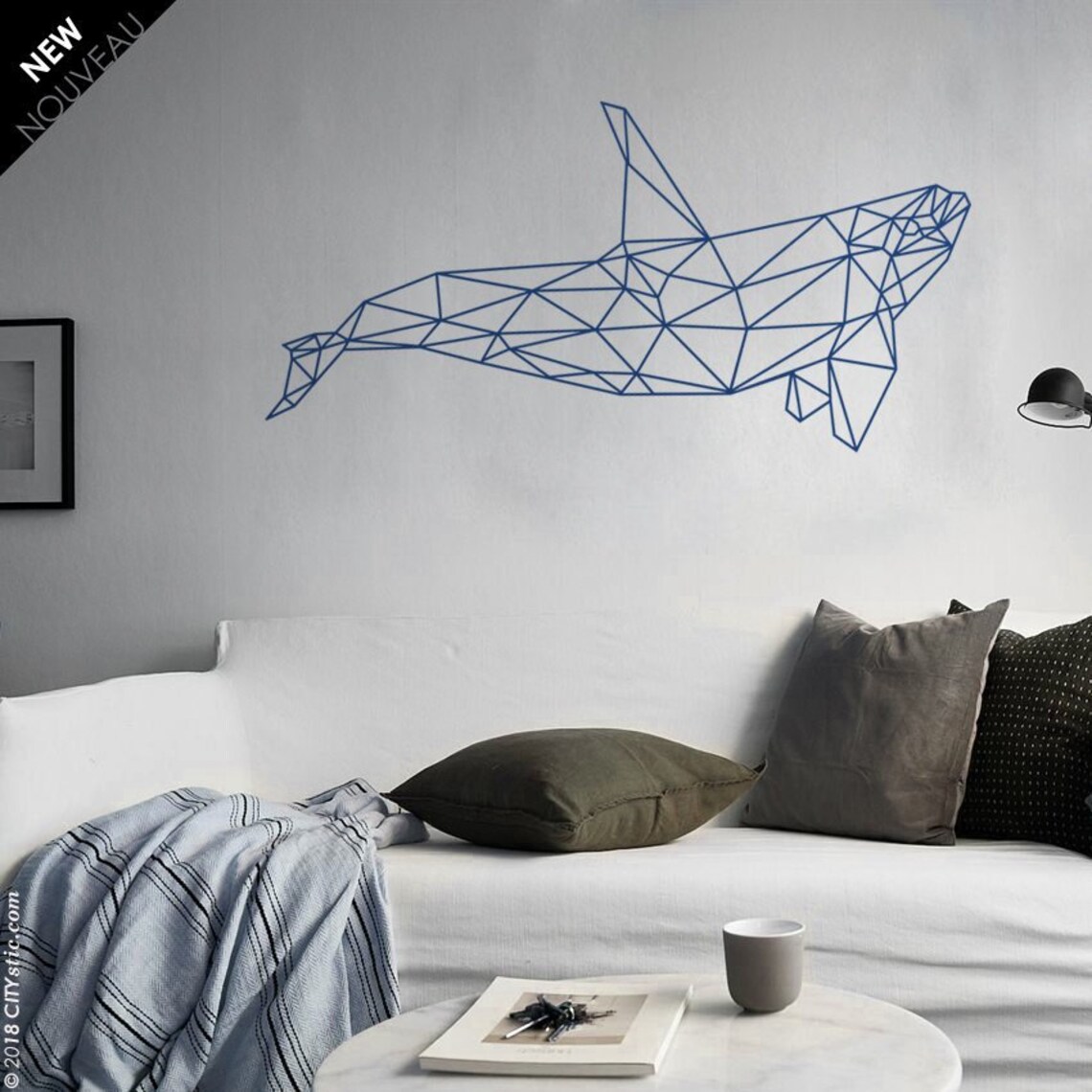 Polygonal Orca Wall Decal / Orca Decal / Polygon Orca / | Etsy