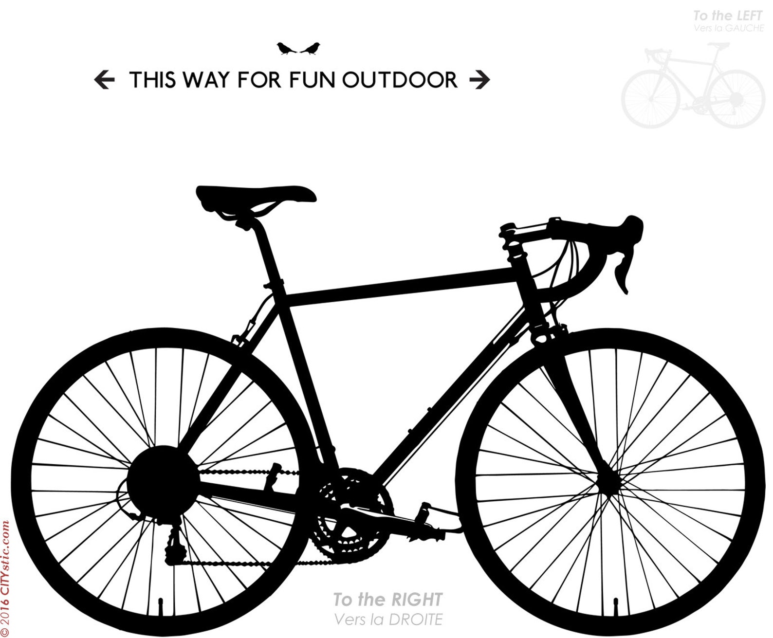 STICKER MURAL VELO : Un velo de route en sticker velo de - Etsy France