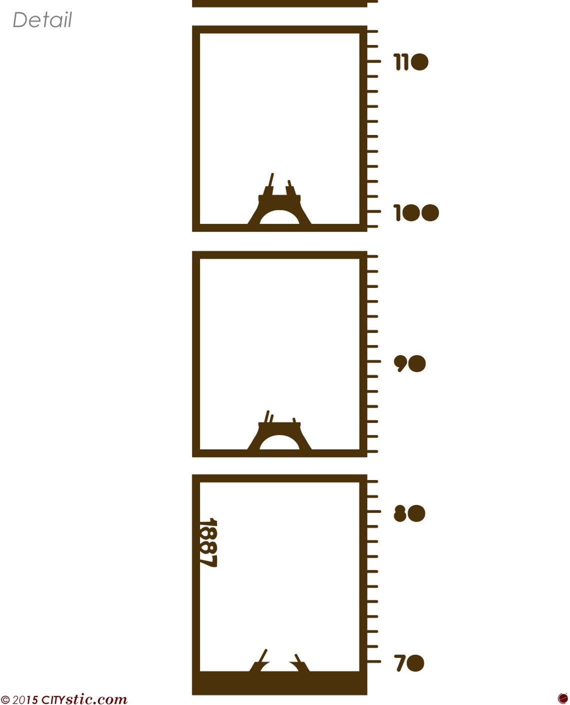 Paris Chart Height Decal Kid Growth Sticker Featuring the - Etsy