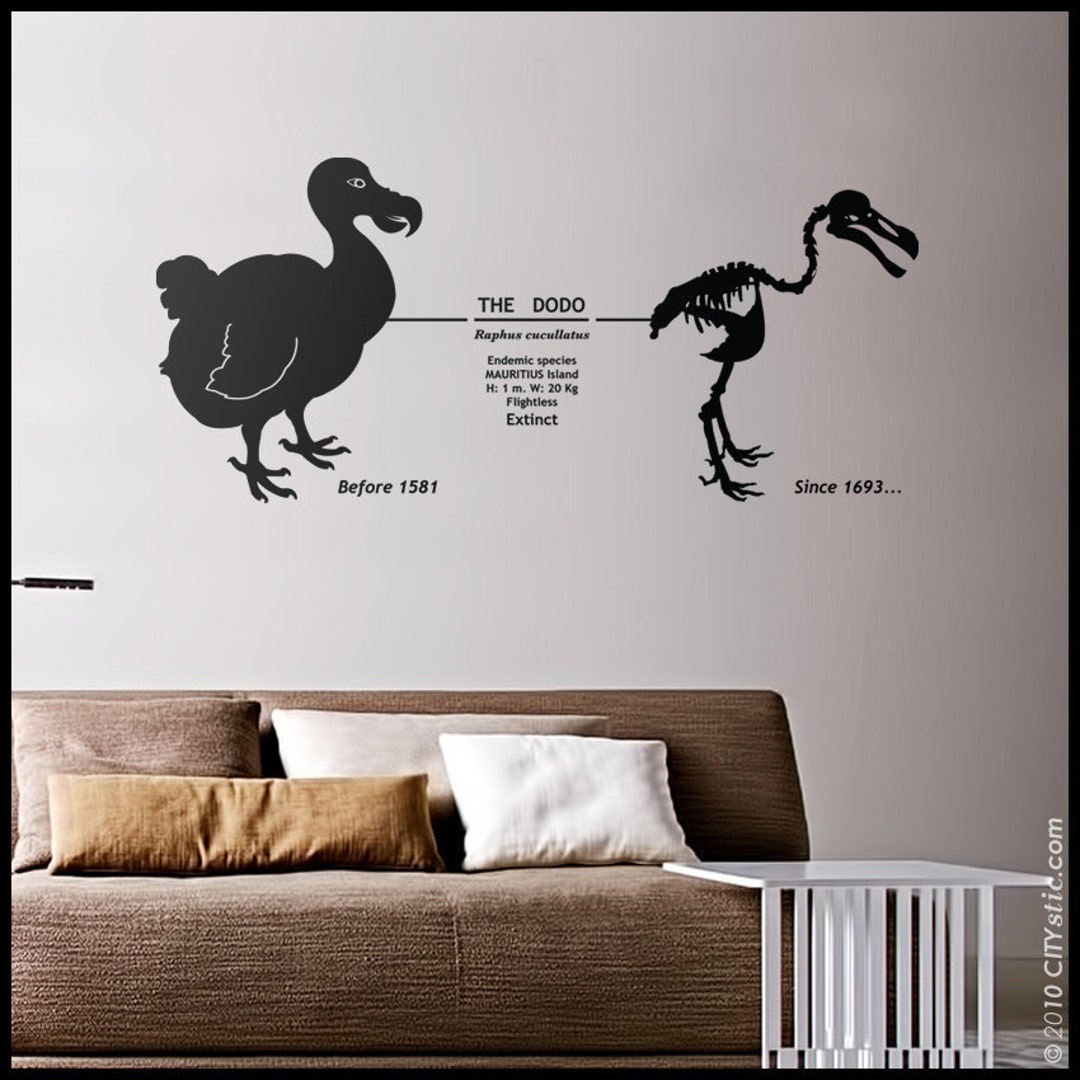 ANIMAL WALL DECAL : Dodo Wall Decor, Mauritius Extinct Bird With Dates ...