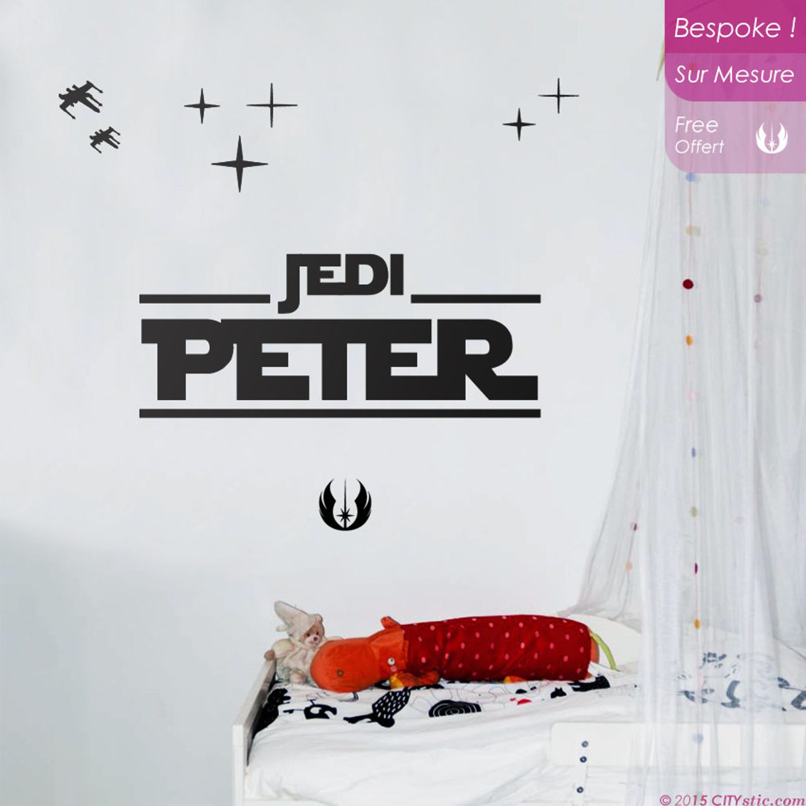 Star Wars Inspired Jedi Name Wall Decal: Personalized Kids Room Decor ...