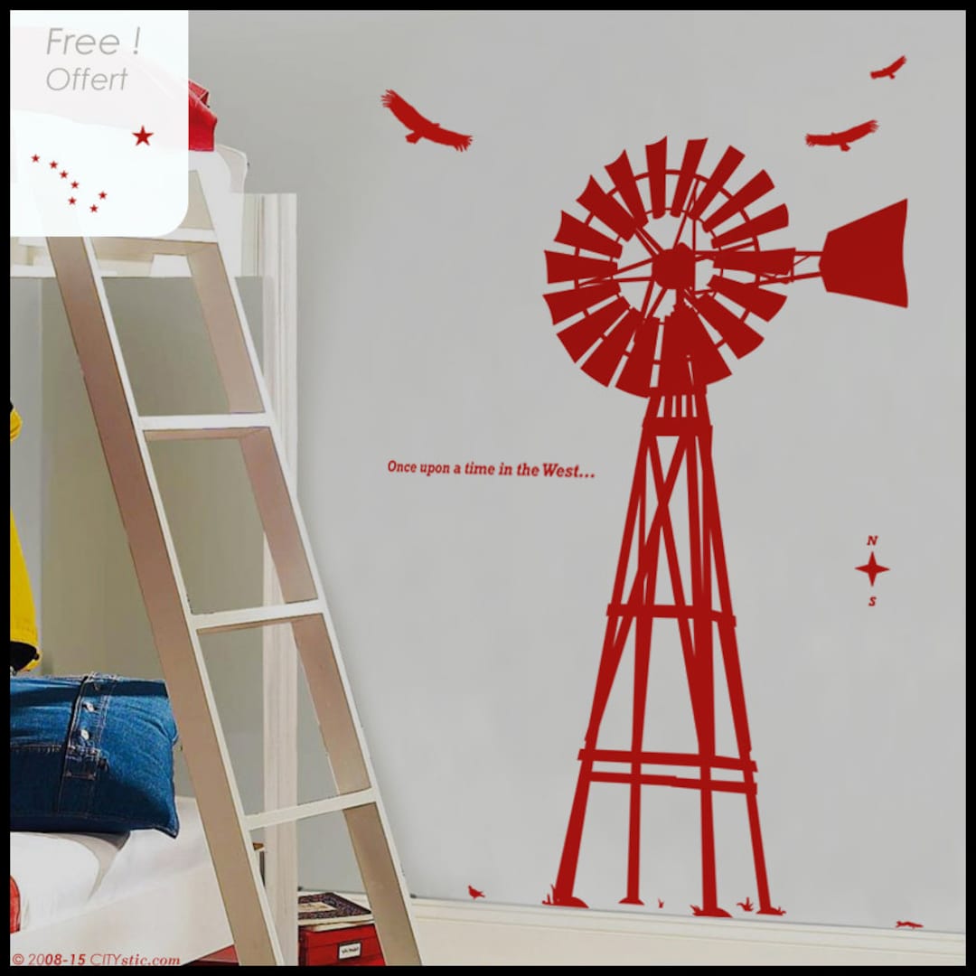 USA Wind Mill : WALL DECAL - Far West - Old Windmill in Wood as in ...