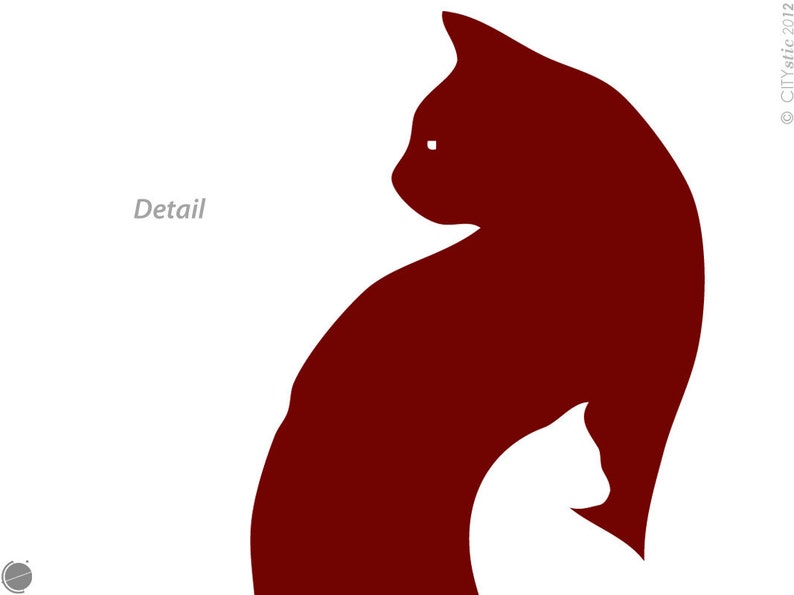 ANIMAL : Double Cat, Two Cats in Negative, Shadow, - WALL DECAL - Etsy