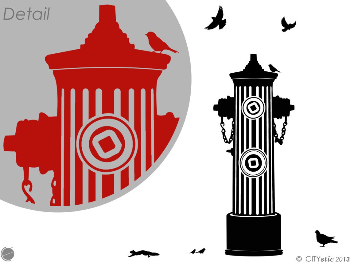 MONTREAL WALL DECAL : Fire Hydrant in Downtown Montreal | Etsy