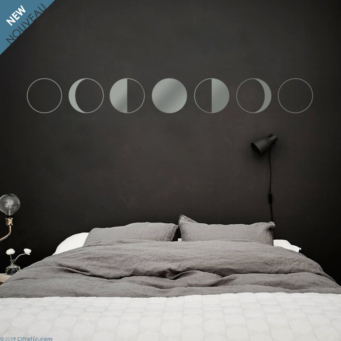 Moon Phases Wall Decal / Moon Phases Decal / Graphical Moon / - Etsy
