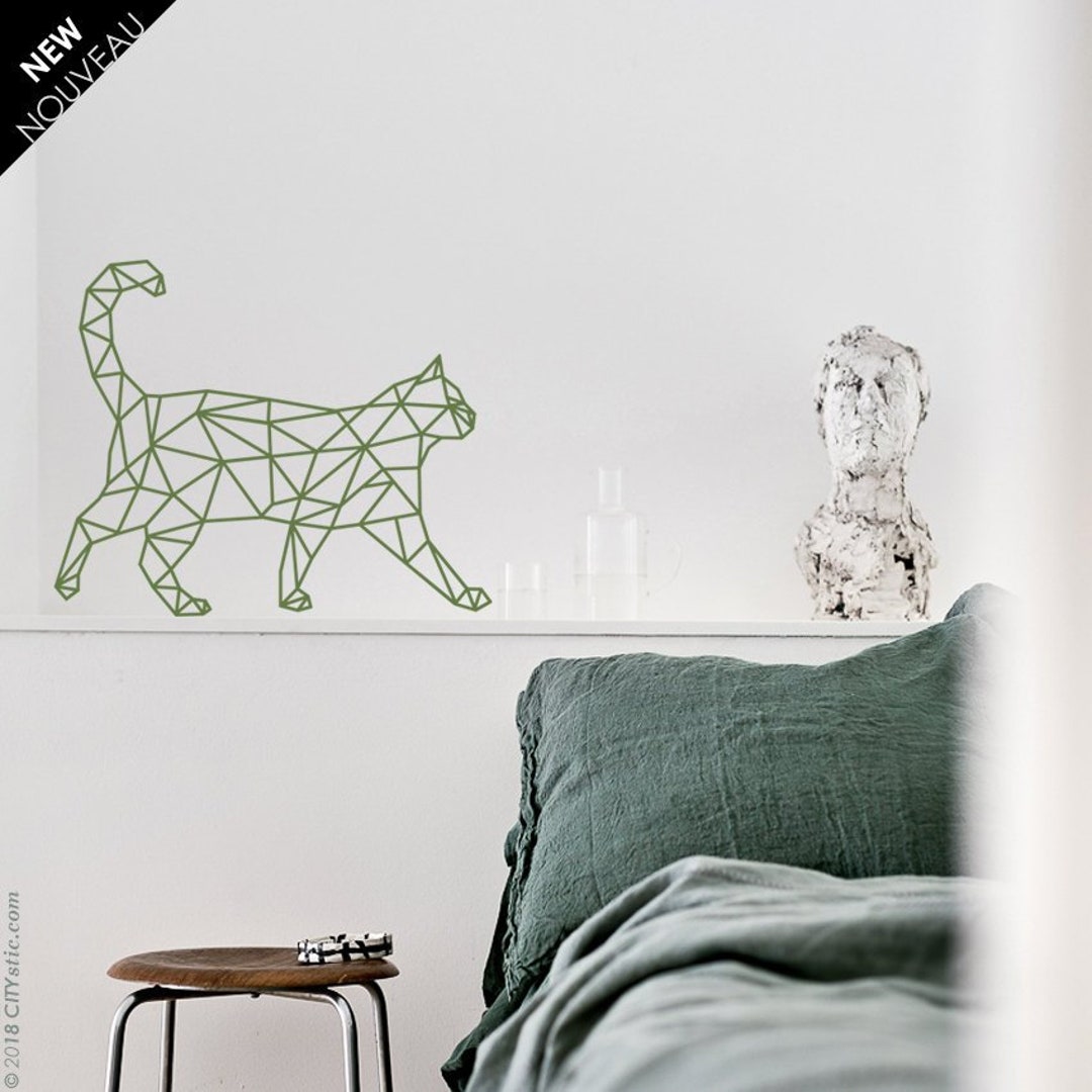 Polygonal Cat Wall Decal / Walking Cat Decal / Polygon Cat / Geometric ...