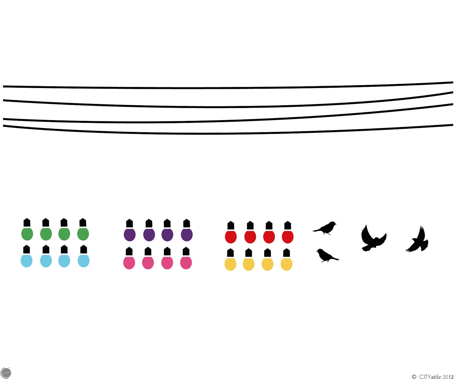 COLOR LAMP DECAL : 5 Strings of Fairy Lights as in a Garden - Etsy