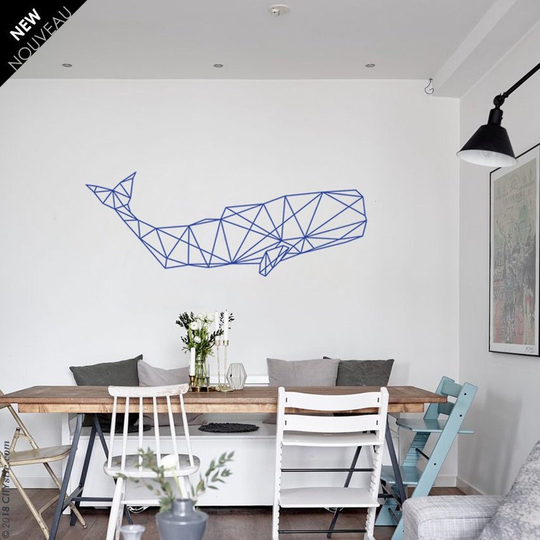 Polygonal Whale Wall Decal: Geometric Blue Whale Vinyl Sticker - Etsy