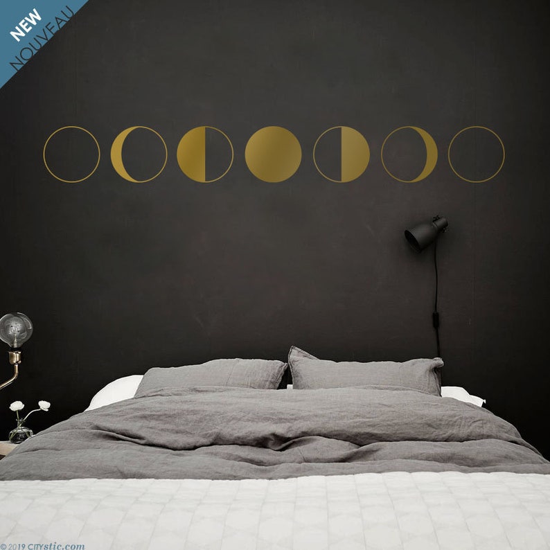 Moon Phases Wall Decal / Moon Phases Decal / Graphical Moon / - Etsy