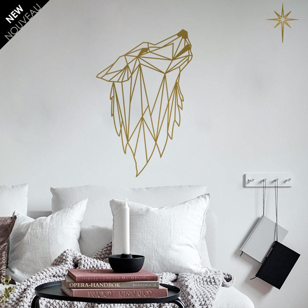 Polygonal Wolf Head Wall Decal / Wolf Head Decal / Polygon Wolf ...