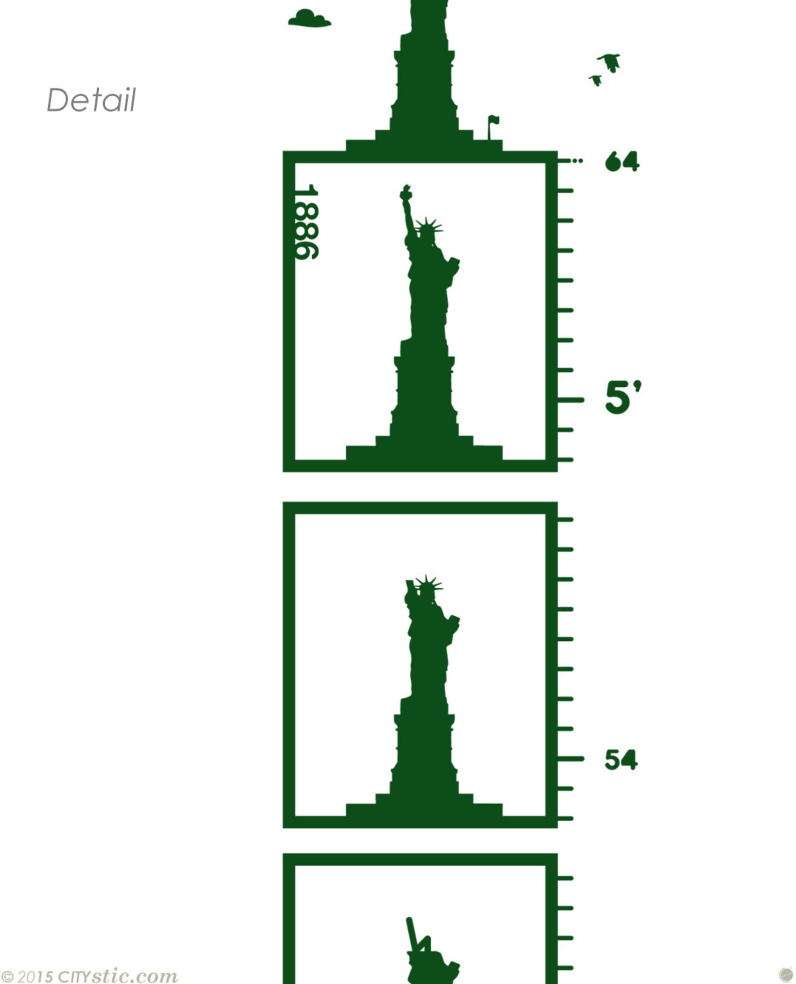 Kid Chart Height Decal Statue of Liberty in Feet or Cm | Etsy