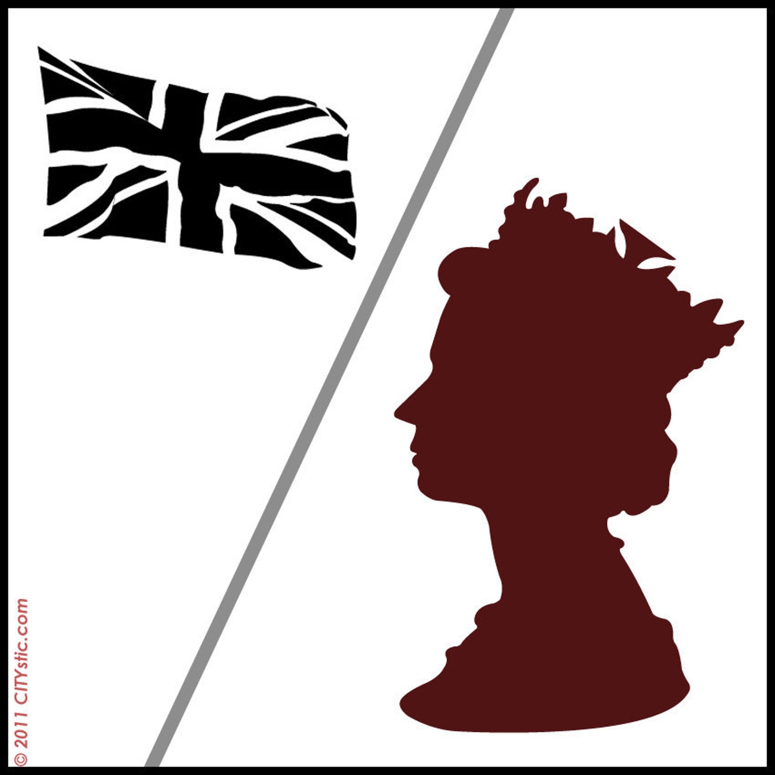 UK : Royal Icons With Queen Crown Lion and British Flag - Etsy