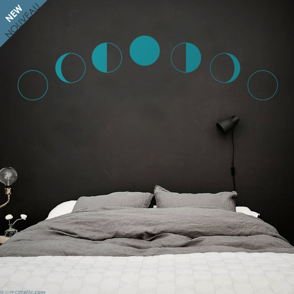 Moon Phases Wall Decal / Moon Phases Decal / Graphical Moon / - Etsy