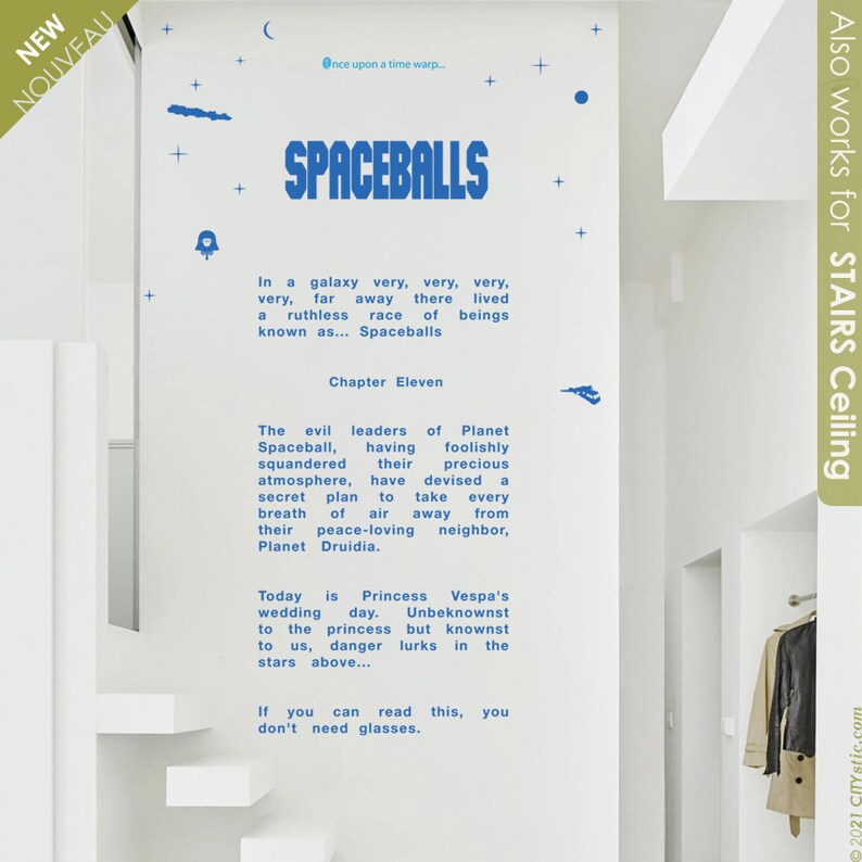 Spaceballs Decal: 'once Upon a Time Warp' Movie Wall Sticker - Etsy