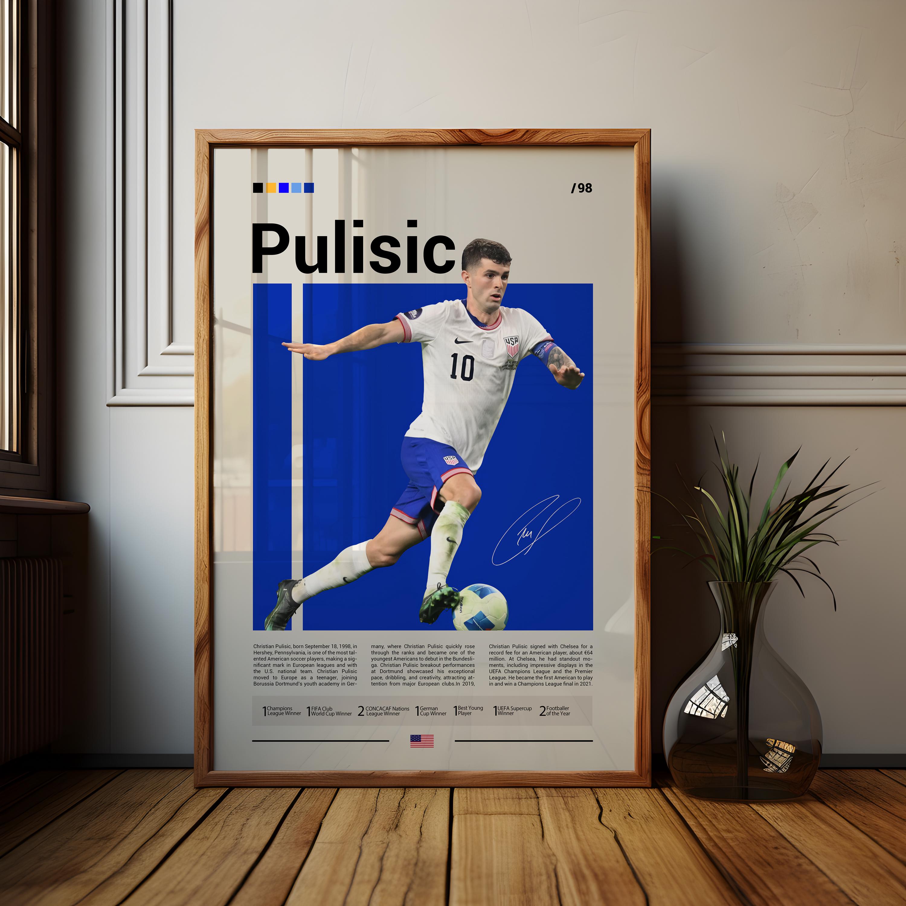 Christian Pulisic Poster, USMNT Poster, Soccer Gifts, Sports Poster ...