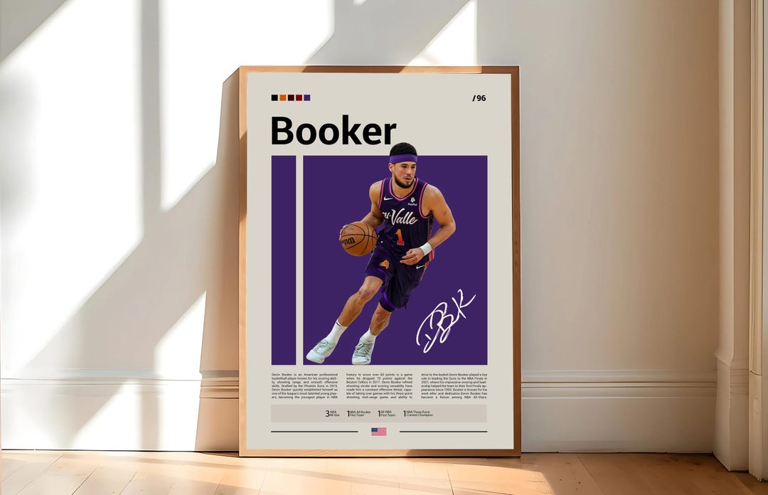 Devin Booker Poster, Phoenix Suns Poster, NBA Poster, Sports Poster ...