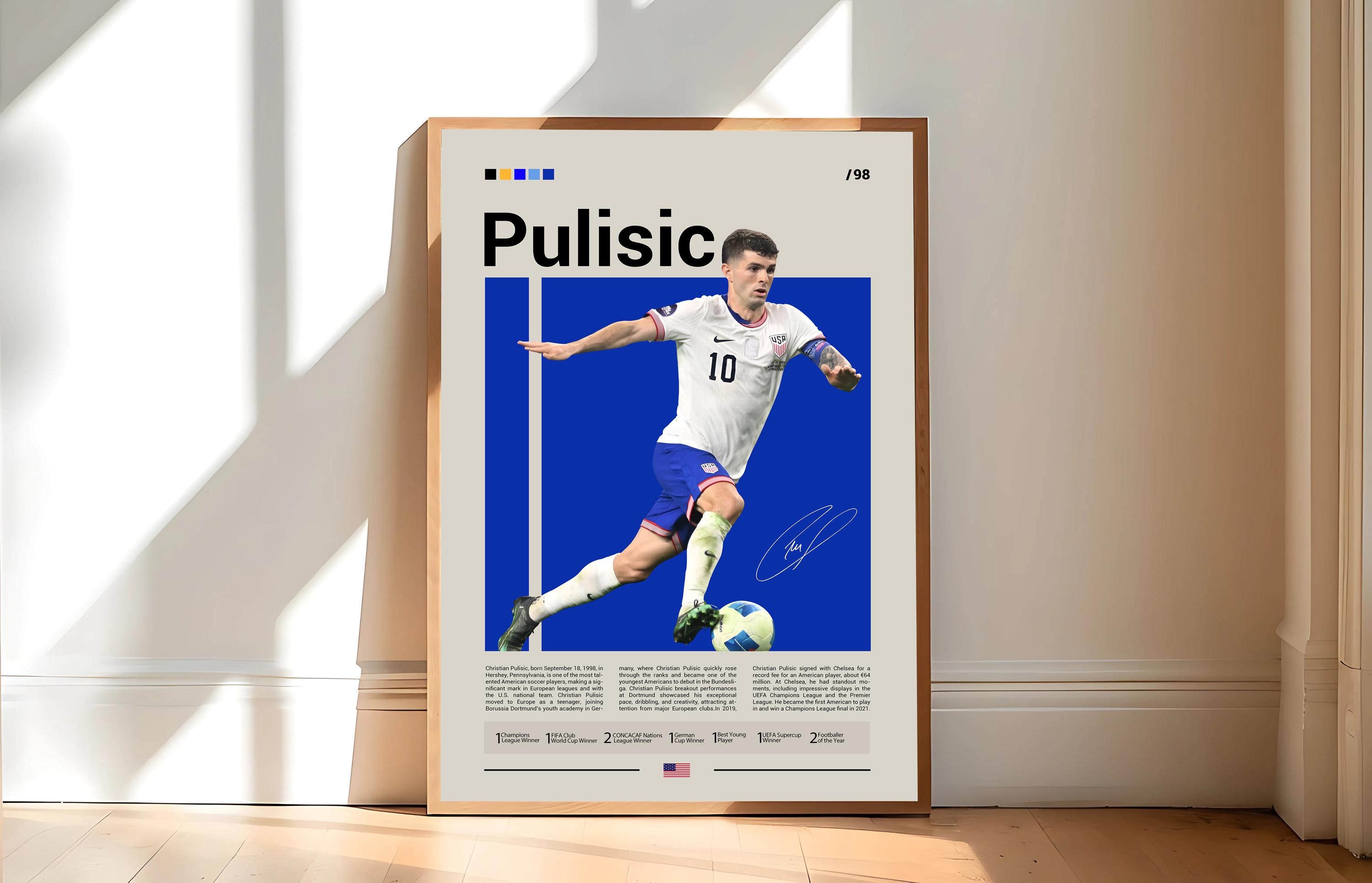 Christian Pulisic Poster, USMNT Poster, Soccer Gifts, Sports Poster ...