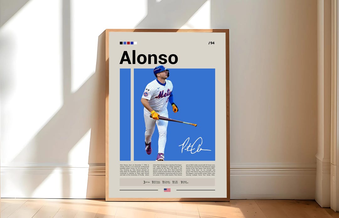Pete Alonso Poster, New York Mets Poster, Baseball Prints, Sports ...