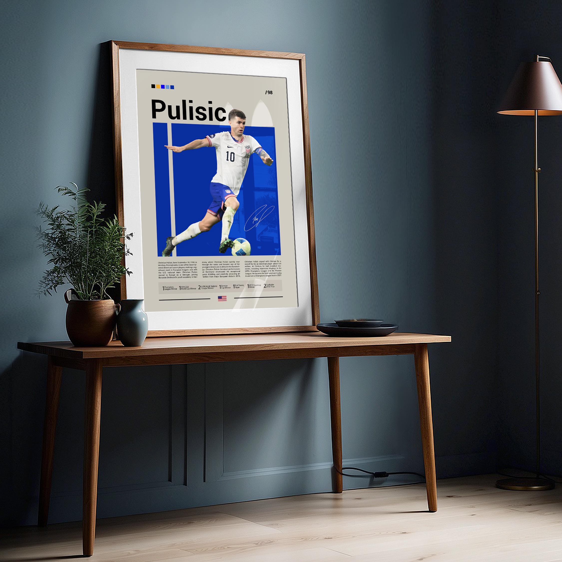 Christian Pulisic Poster, USMNT Poster, Soccer Gifts, Sports Poster ...