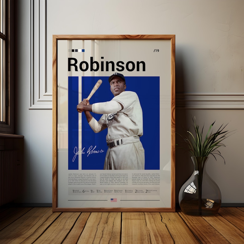 Jackie Robinson Poster, Brooklyn Dodgers, Baseball Prints, Sports ...